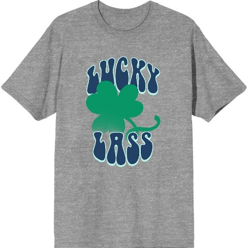 St. Patrick's Day Lucky Lass Adult Heather Gray Crew Neck Short Sleee ...
