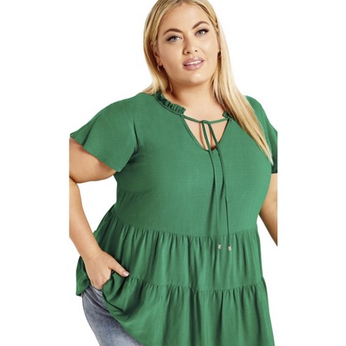 Avenue Women's Plus Size Lani Top - 18, Green : Target