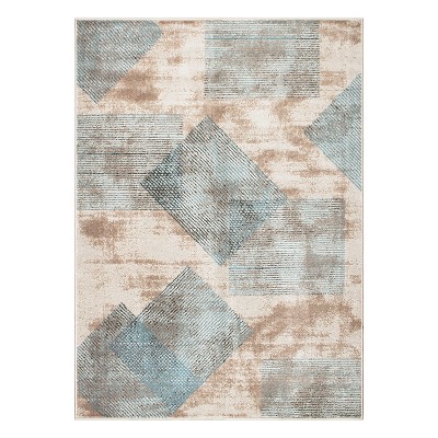 World Rug Gallery Contemporary Distressed Geometric 5'x7' Beige Area ...