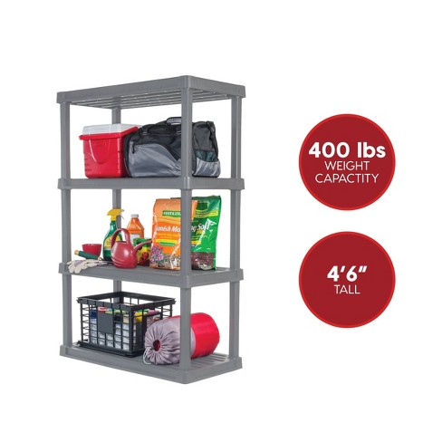 Iris Plastic Heavy Duty 4 Tier Utility Shelf Gray : Target