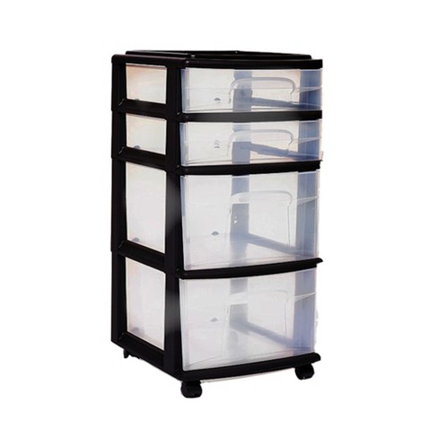 Homz Clear Plastic 4 Drawer Medium Home Organization Storage Container ...