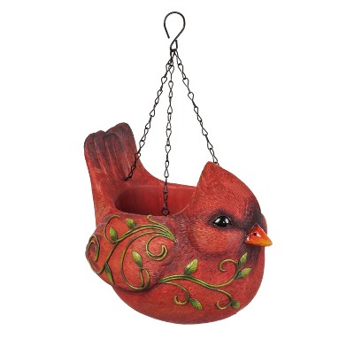 Evergreen Hanging Portly Bird Planter, Red Cardinal- 8 X 6 X 6 Inches ...