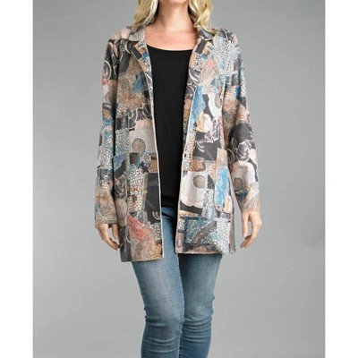 Women's Mosaic Print Suede Jacket - Tempo Paris : Target