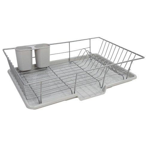 3-piece Large Kitchen Sink Dish Drainer, Silver : Target