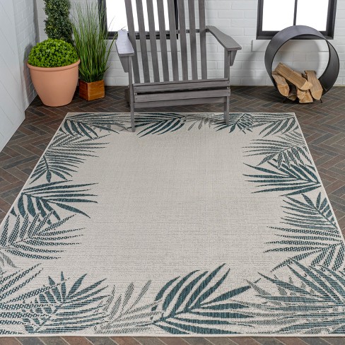 Isla Coastal Cottage Palm Frond Border Indoor/outdoor Area Rug ...