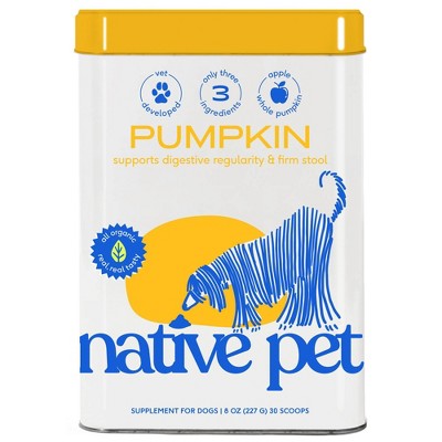 Native Pet Pumpkin Supplement Powder For Dogs - 8oz : Target