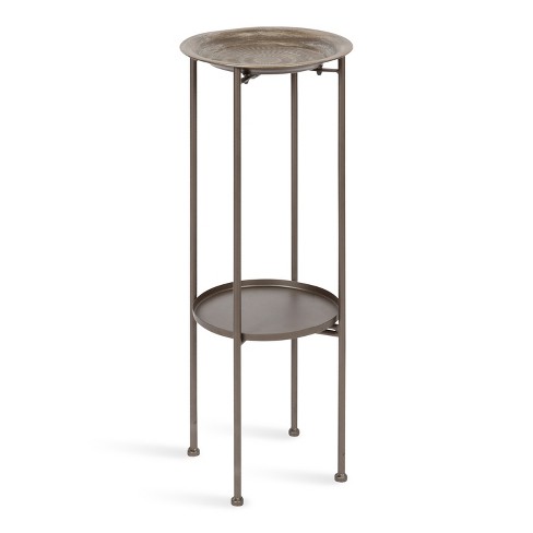Kate And Laurel Mahdavi Round Metal Plant Stand, 12x12x27, Pewter : Target