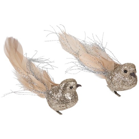 Northlight Glittered Birds Clip-on Christmas Ornaments - 7.5" - Gold ...