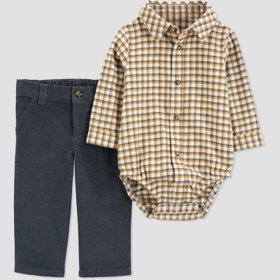 Carter's Just One You® Baby Boys' 2pc Plaid Top & Pants Set - Brown 6m ...