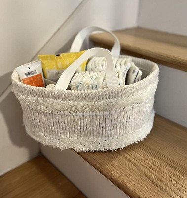 Tufted Fabric Diaper Caddy Storage Basket - Khaki And Cream - Cloud ...