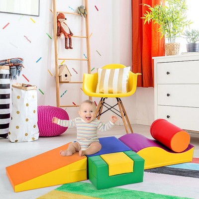 Costway 4-in-1 Crawl Climb Foam Shapes Playset Softzone Toy Toddler ...
