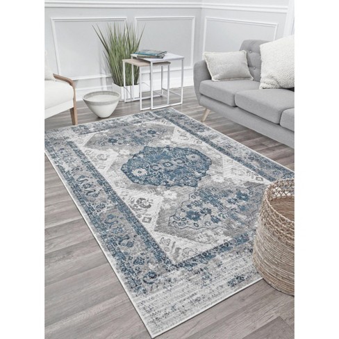 Rugs America Freida Fy25a Blue Grey Vintage Farmhouse Area Rug, 8'x10 ...