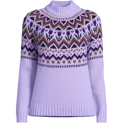 Lands' End Women's Plus Size Cozy Lofty Fair Isle Yoke Mock Neck ...