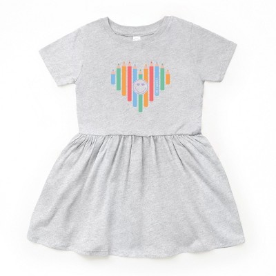 The Juniper Shop SmileyWorld Pencil Heart Toddler Dress - 2T - Heather ...