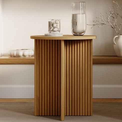 Stead Round Fluted Accent Table - Modern Home Small Round End Table ...