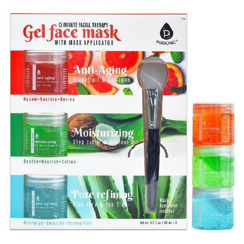 Pursonic 3 Pack Facial Therapy Gel Face Mask With Mask Applicator. : Target