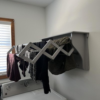 36" X 18" Wall Shelf With Collapsible Drying Rack And Hooks - Danya B ...