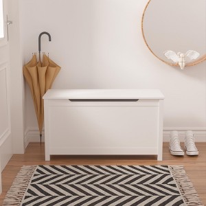 Wooden Toy Box Storage with Safety Hinged Lid in White, MDF ...