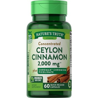 Nature's Truth Ceylon Cinnamon 2000mg With Chromium | 60 Capsules : Target