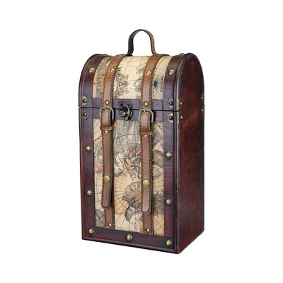Twine Vintage Trunk Wine Bottle Gift Box, Wood Wine Box With Lid And ...