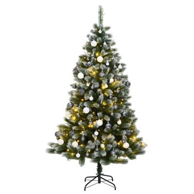 Vidaxl Modern Artificial Hinged Christmas Tree With Led Lights And Snow ...