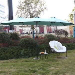 14.8 Ft Double Sided Rectangular Patio Umbrella with Crank Lift for ...
