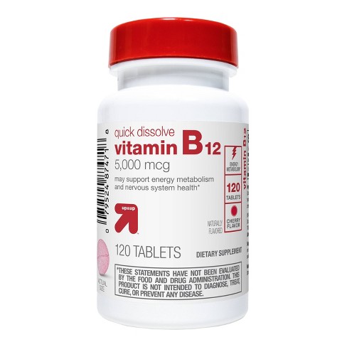 Vitamin B12 5000mcg Quick Dissolve Tablets - Cherry Flavor - 120ct - Up ...