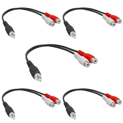 Cmple - [5 PACK] One RCA Mono Male to Two RCA Stereo Female Y-Cable ...