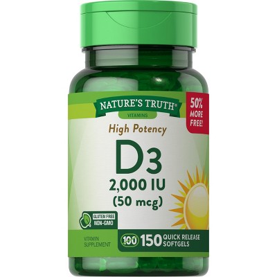 Nature's Truth Vitamin D3 2000 Iu | 150 Softgels : Target