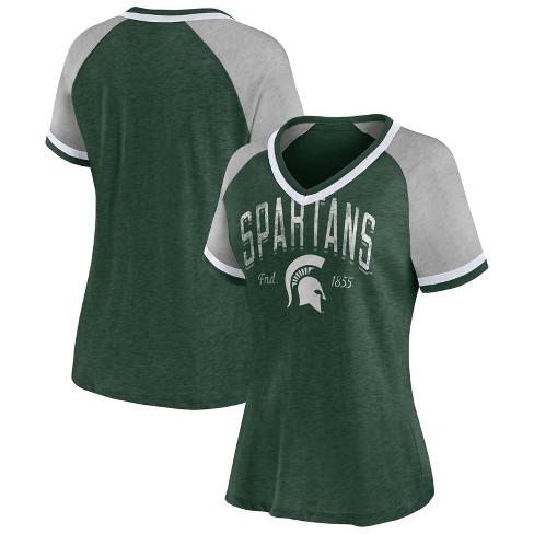 Ncaa Michigan State Spartans Women's Gray V-neck Raglan T-shirt : Target