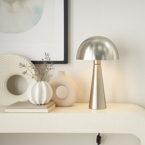 16" Modern Iron Mushroom Silver Table Lamp - Nourison : Target