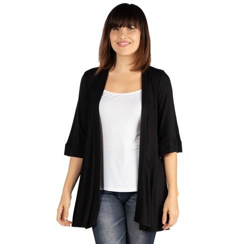 24seven Comfort Apparel Women's Open Front Cardigan-black-m : Target