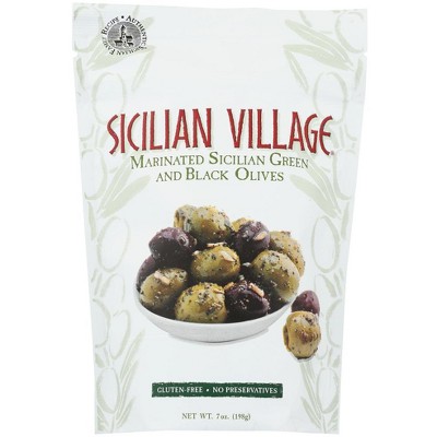 Sicilian Village Marinated Green & Black Olives - Case Of 10 - 7 Oz ...