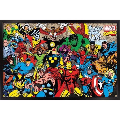 Trends International Marvel Comics Retro Lineup Framed Wall Poster ...