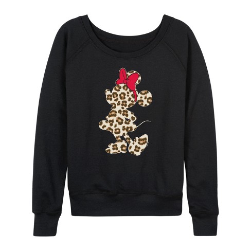 Women's Disney Leopard Print Minnie Lightweight French Terry Slouchy ...