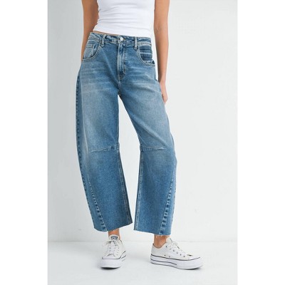 Women's Seamed Barrel Denim Jeans - JUST BLACK DENIM 29 : Target