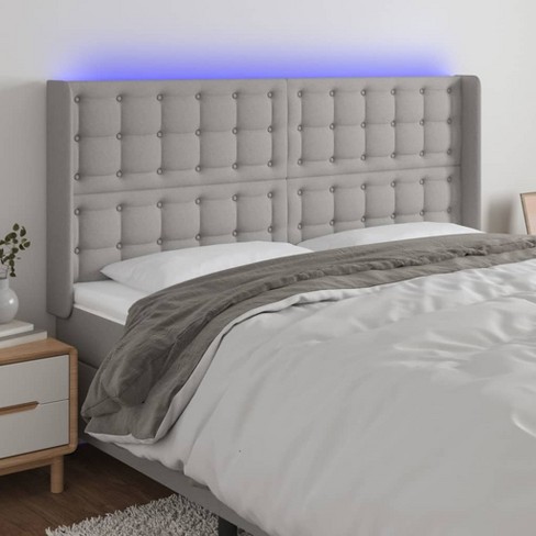 Vidaxl Led Headboard - Light Gray Fabric Upholstery With Foam Fill ...