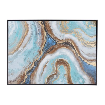 Canvas Geode Handmade Foiled And Brushstrokes Framed Wall Art With Gold ...