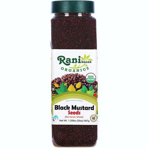 Organic Mustard Seeds (black Kali Sarson) - 20oz (1.25lbs) - Rani Brand ...