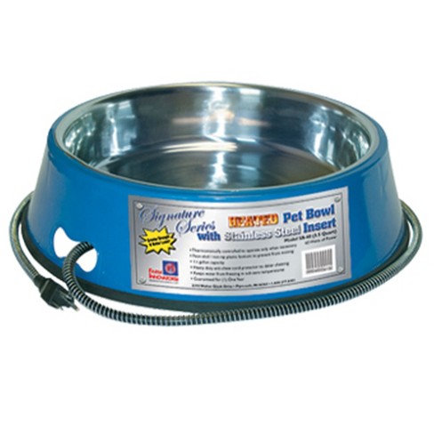 Farm Innovators Signature Series 60 Watt 5.5 Quart Electric Heated Pet Water Bowl With Stainless Steel Insert And Thermostatic Control Blue Target