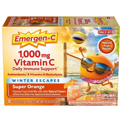 Emergen-c Winter Escapes Vitamin Powder - Super Orange - 30ct : Target