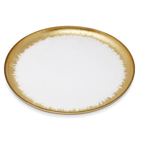 Classic Touch Set Of 4 Plates With Gold Brushed Rim : Target