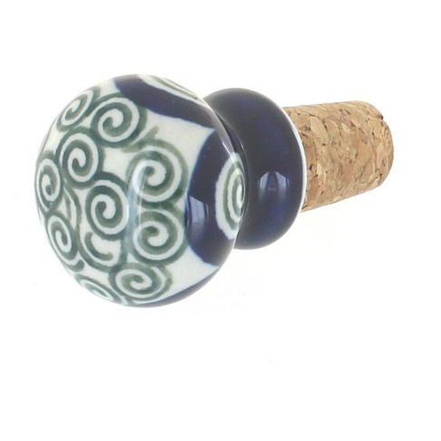 Blue Rose Polish Pottery Peacock Swirl Wine Cork : Target