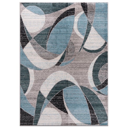 World Rug Gallery Modern Geometric Circular Harmony Area Rug - Blue 5 ...