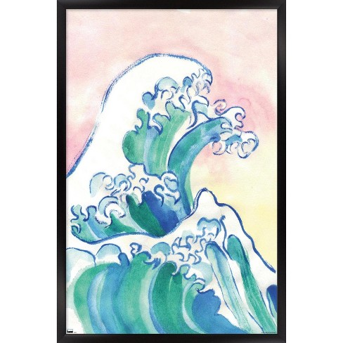 Trends International Watercolor Waves Framed Wall Poster Prints : Target