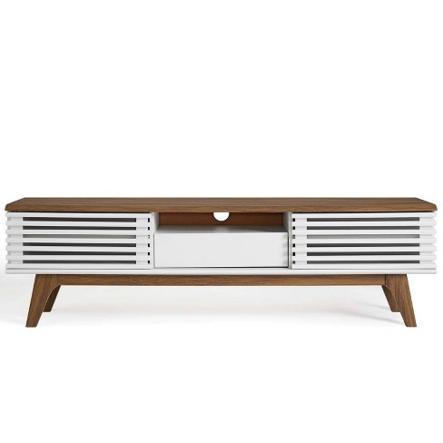 Modway Render Tv Stand For Tvs Up To 59" Walnut/white : Mid-century ...