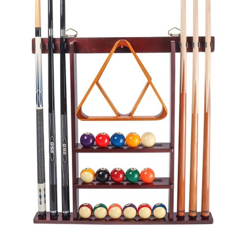 6 Pool Cue & Ball Wall Rack - Mahogany : Target