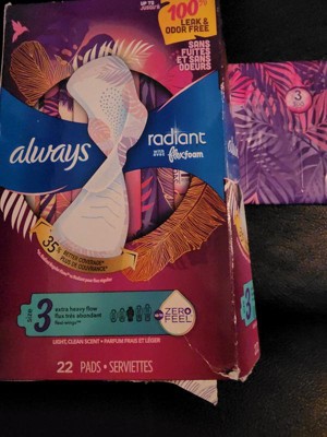 Always Radiant Extra Heavy Flow Absorbency With Flex Foam Pads ...