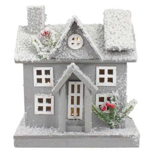 Northlight 11" Lighted Snowy House Christmas Tabletop Decoration : Target
