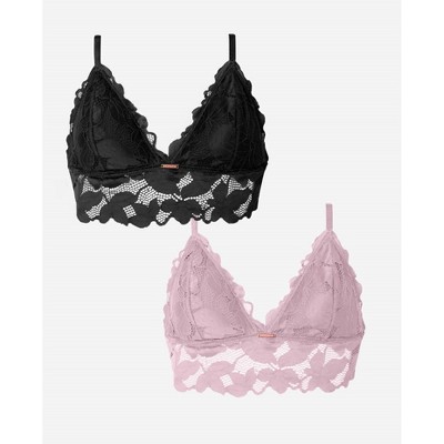 Smart & Sexy Women's Signature Lace Deep V Bralette 3 Pack Black Hue ...